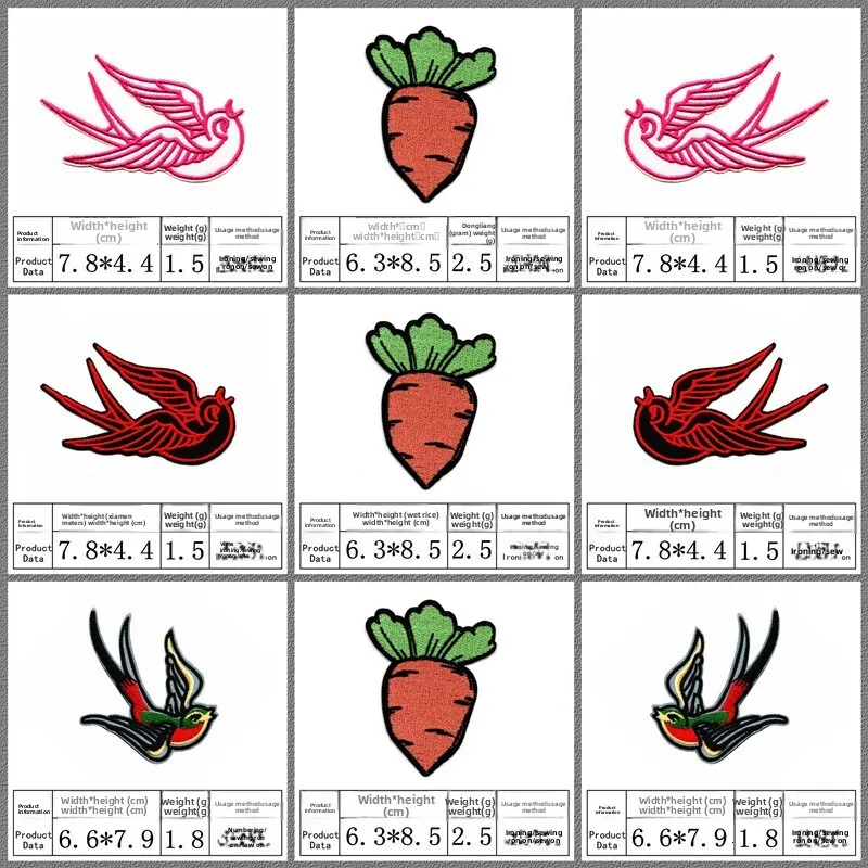 Colorful Bird Embroidery Iron-On Embroidered Patches for Children's ...