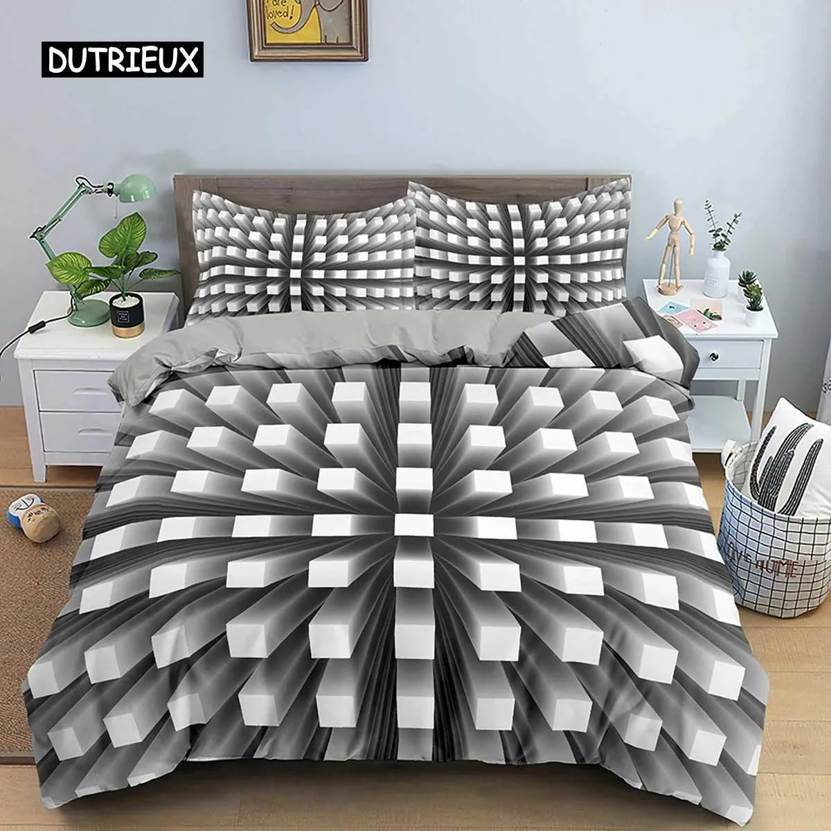 3D Printed Psychedelic Microfiber Duvet Cover Set 3-Piece Twin to King ...