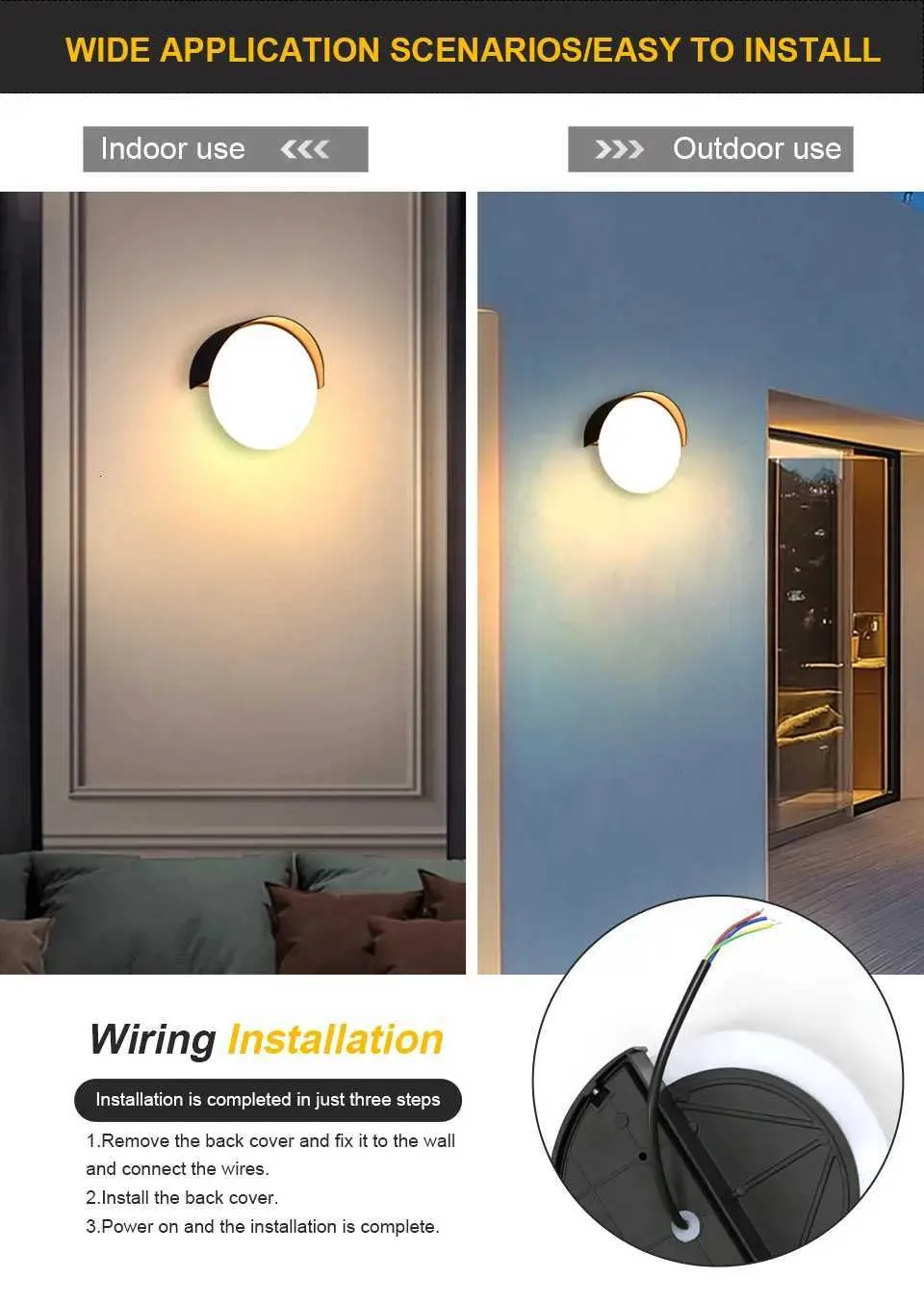 LED Wall Light Aluminum AC85-265V Waterproof LED Lights for Indoor ...