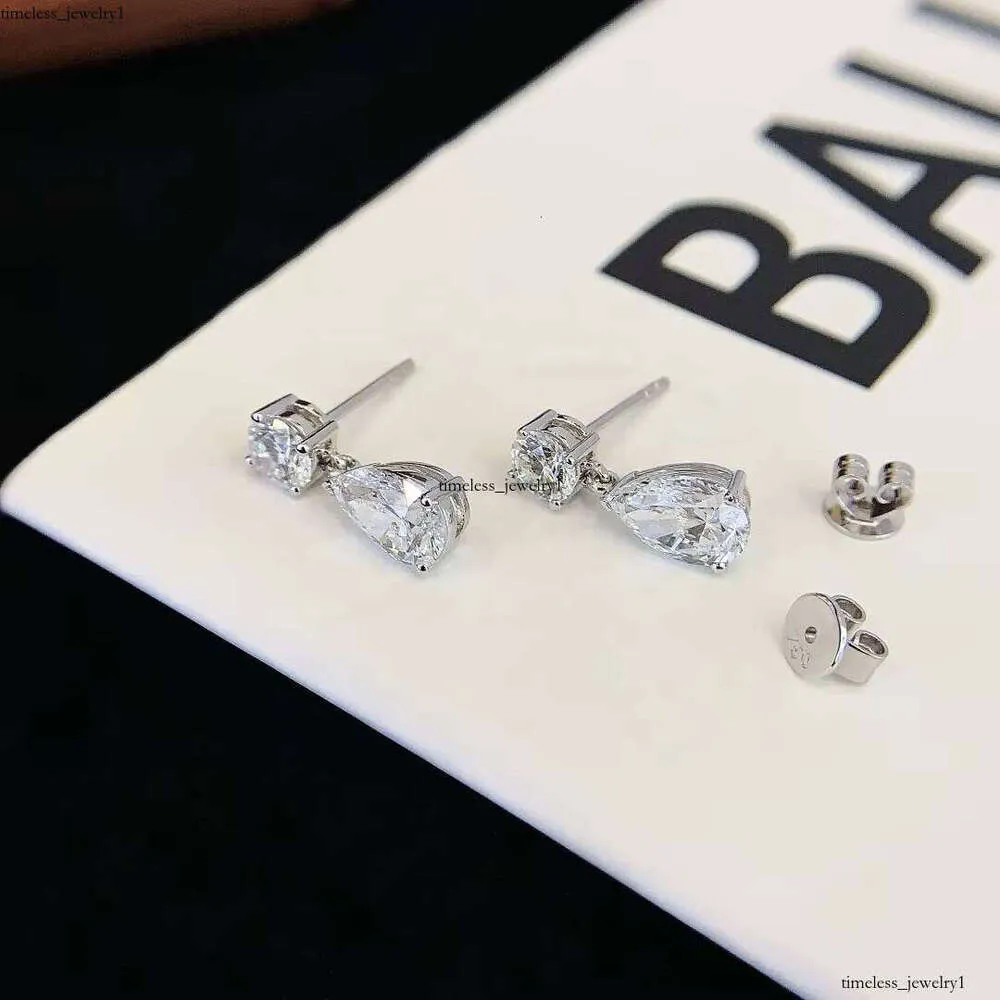 Classic 18k White Gold 2.7ct VVS Synthetic Moissanite Pear Cut Round ...