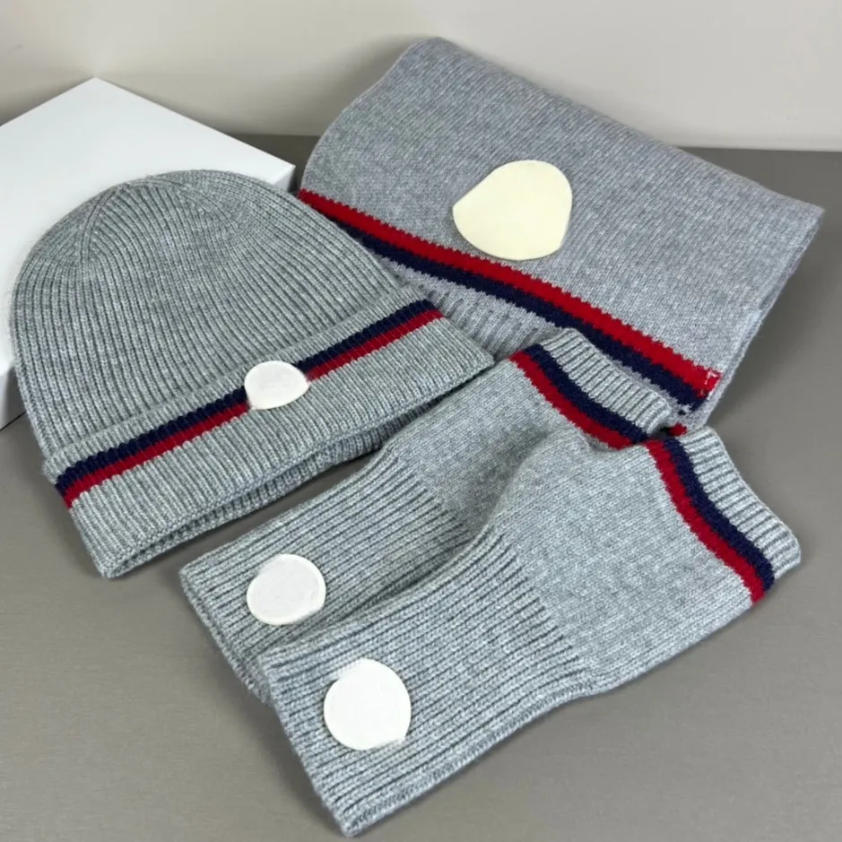 Designer Winter Set Grey Beanie, Scarf & Gloves Warm Knit Hat And ...