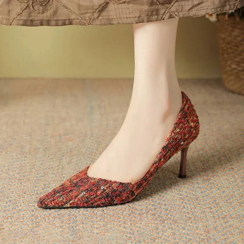 Pointed Toe Pumps Women Autumn Winter Elegant Office Formal Event Wedge ...