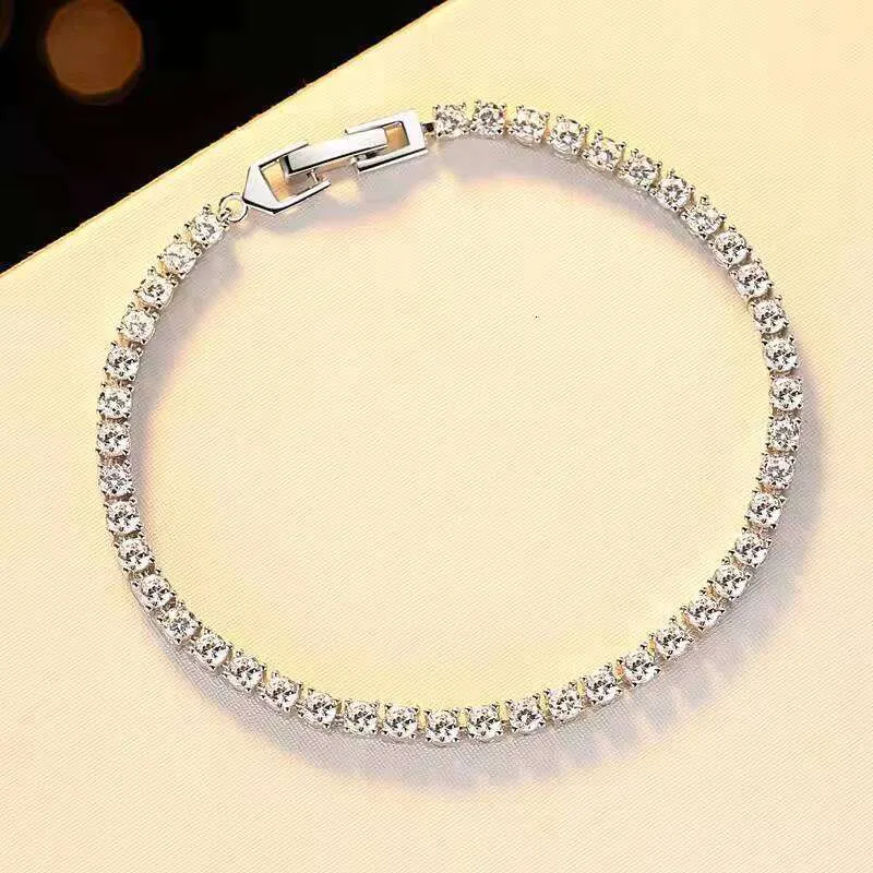 Moissanite Tennis Bracelet 14K Gold Plated 4mm Round Black Stone with ...