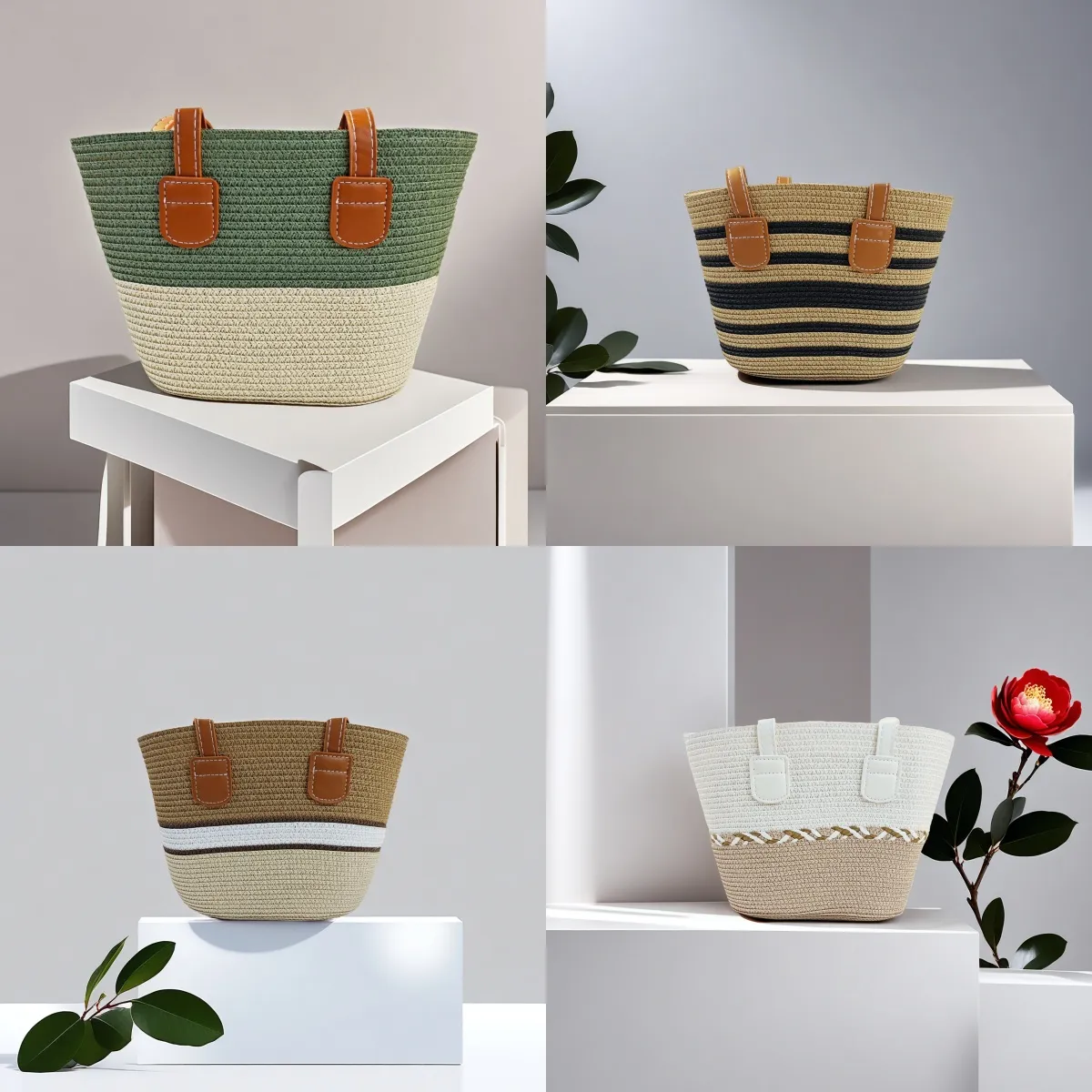 Beach Tote Bag for Women with Zipper Closure Linen Crochet ...