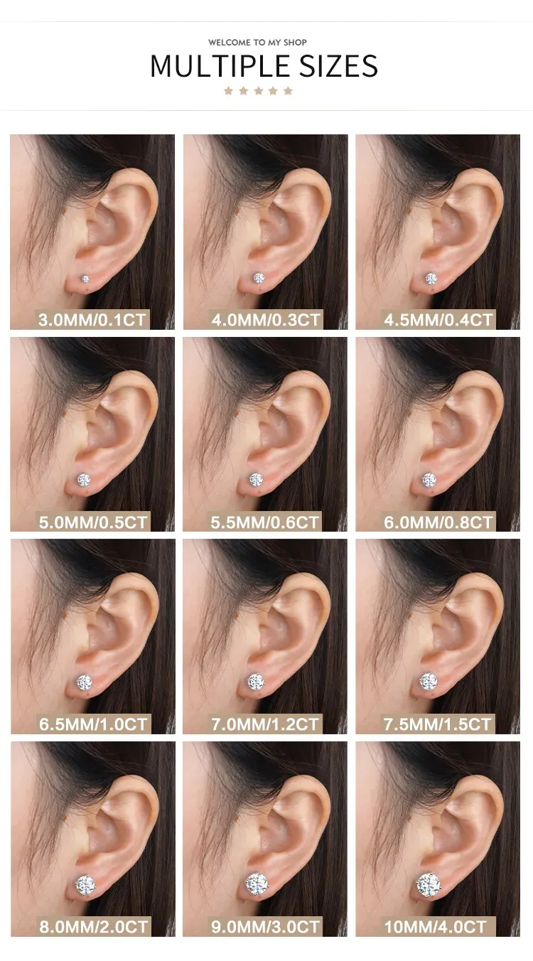 Moissanite Hip Hop Stud Earrings 925 Sterling Silver Gold Flower ...