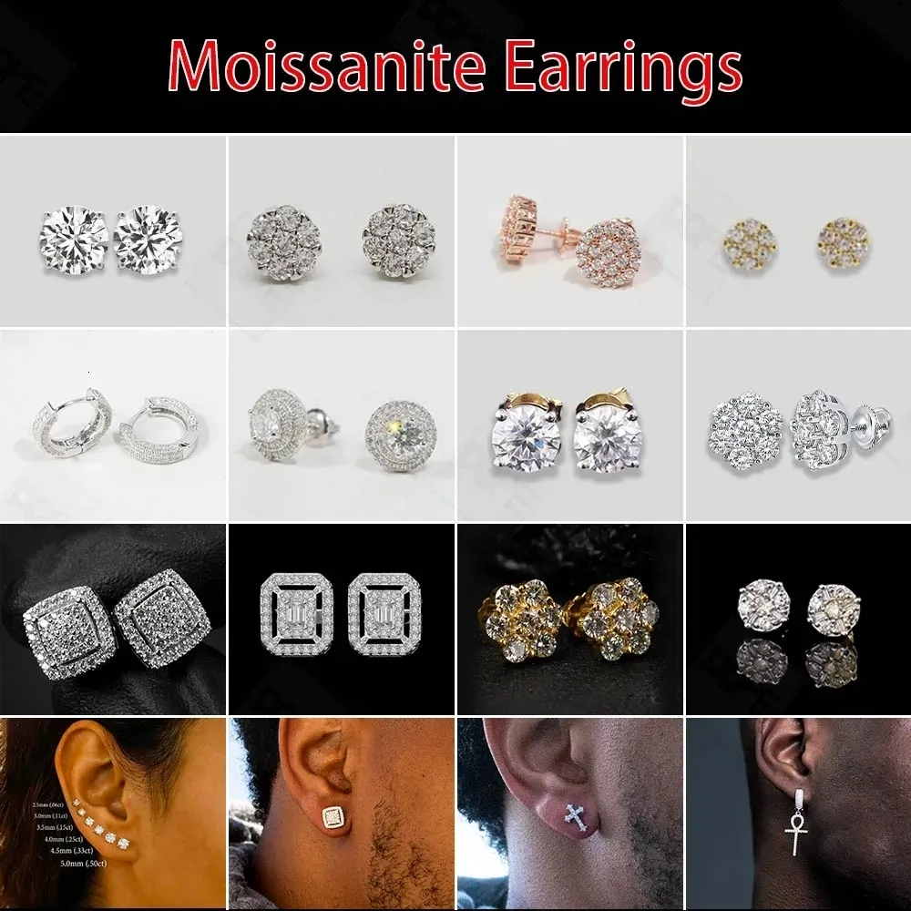 S925 Silver 4 Carat Moissanite Ring and Inlaid Earrings Jewelry Set ...