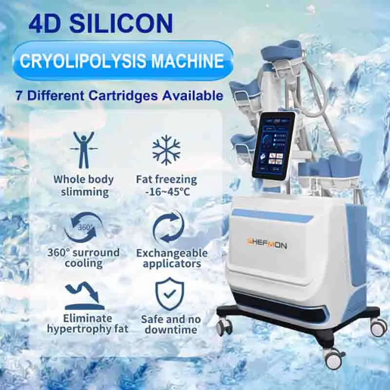 Non Invasive Fat Freezing Machine 4 Handles, 7 Changeable Heads For ...