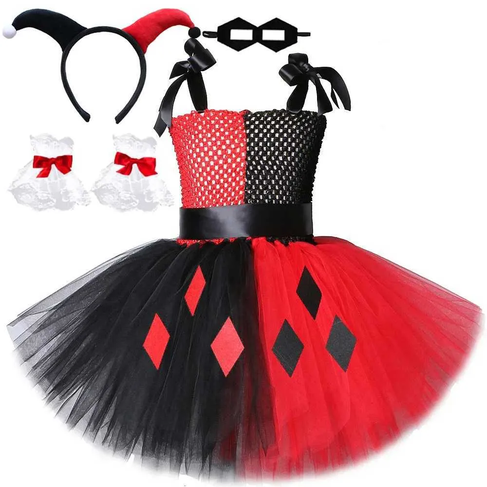 Red Black Circus Clown Costume with Tutu Dress for Girls Carnival ...