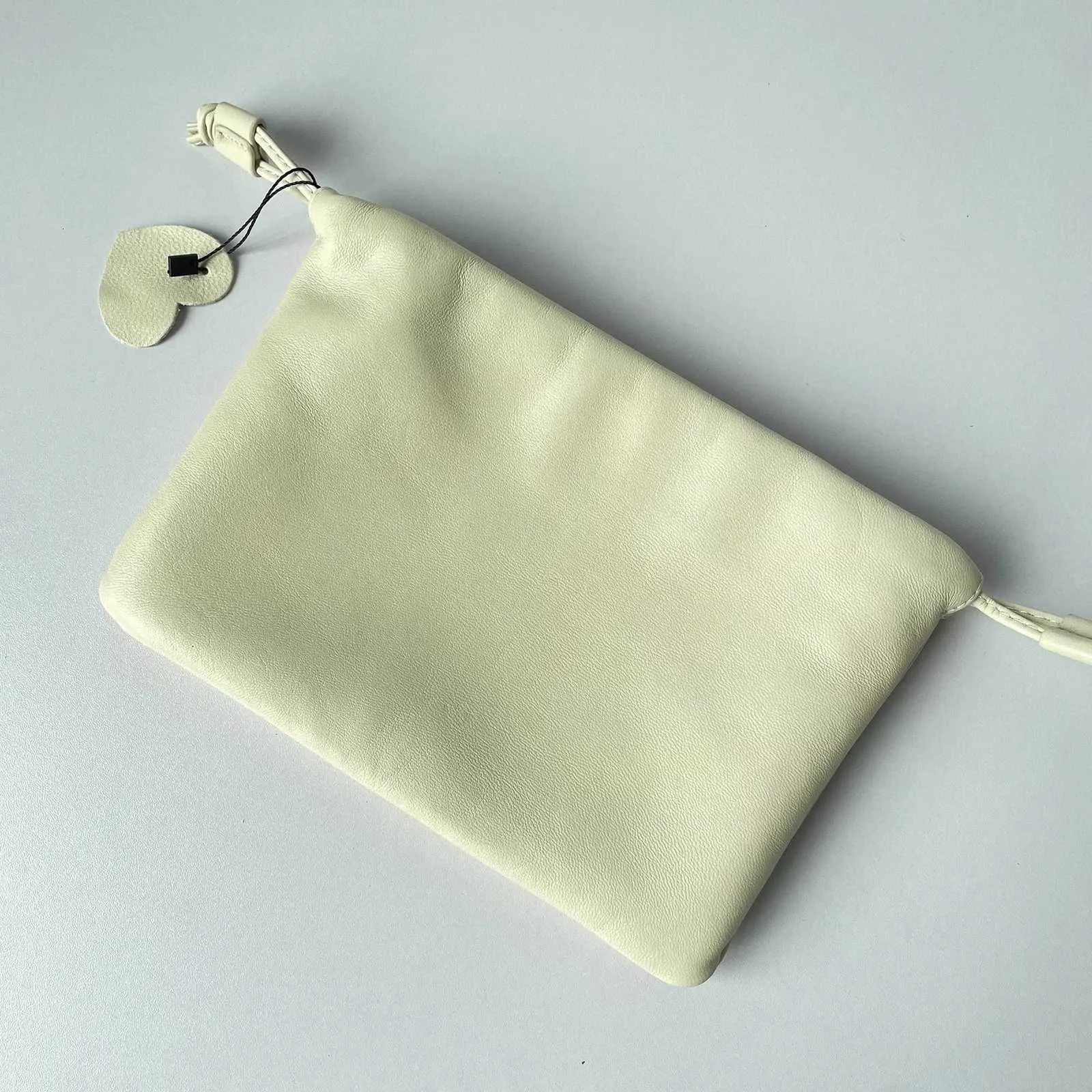 Sheepskin drawstring cloud bag mini zipper closure genuine leather ...