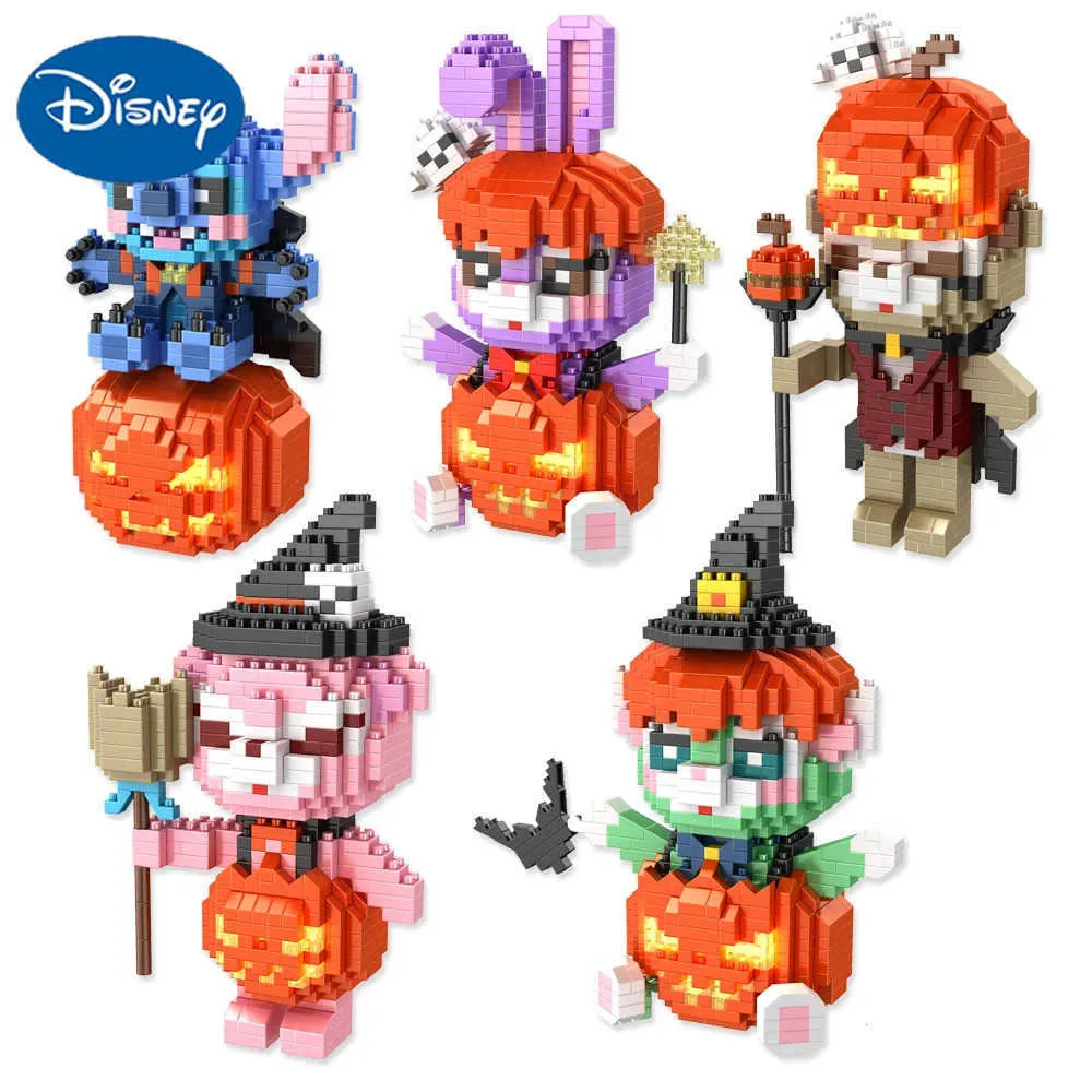 Disney Halloween Stitch Building Blocks Kitty Duffy Cos Pumpkin Ghost ...