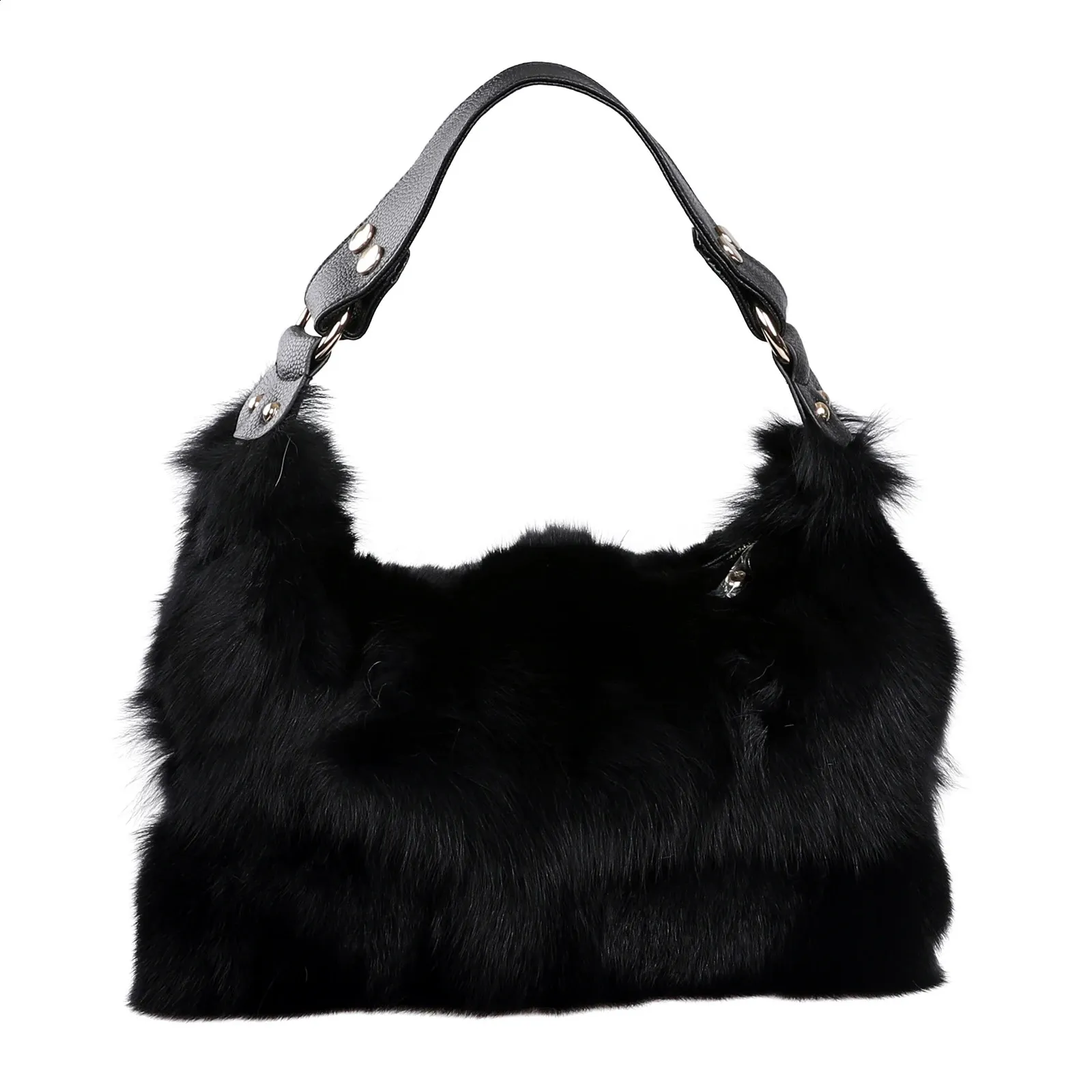 Womens Winter Genuine Fur Shoulder Bag Handbag PU Leather Top Handle ...