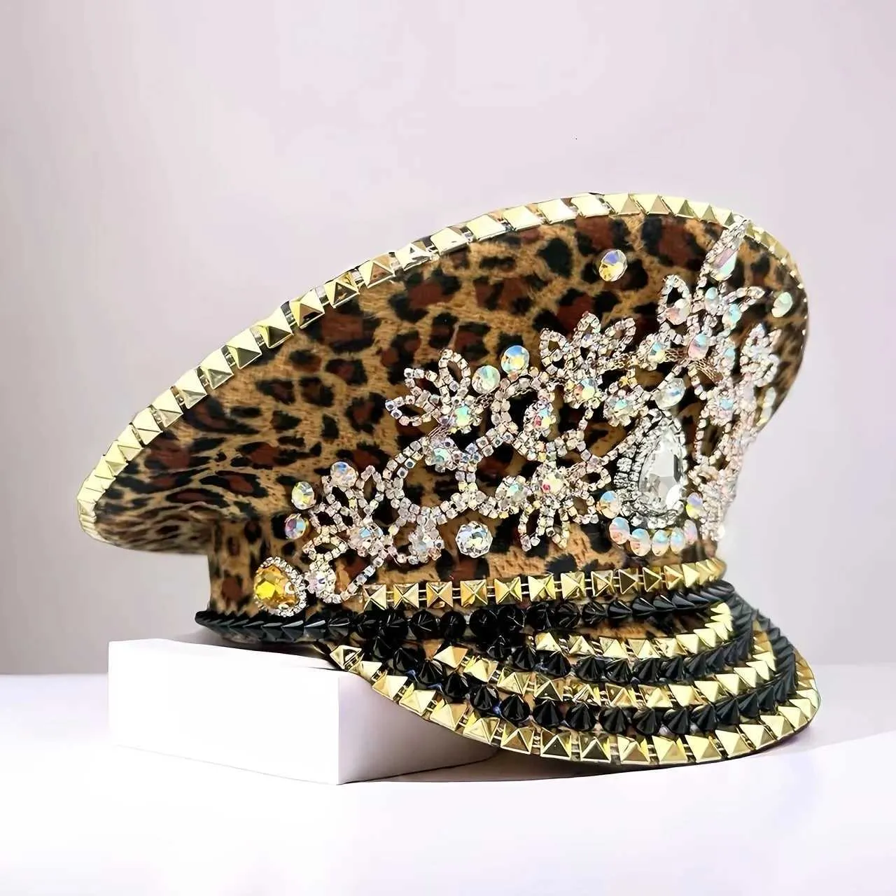 Steampunk Captain Hat with Glitter Leopard and Rhinestones for Burning ...