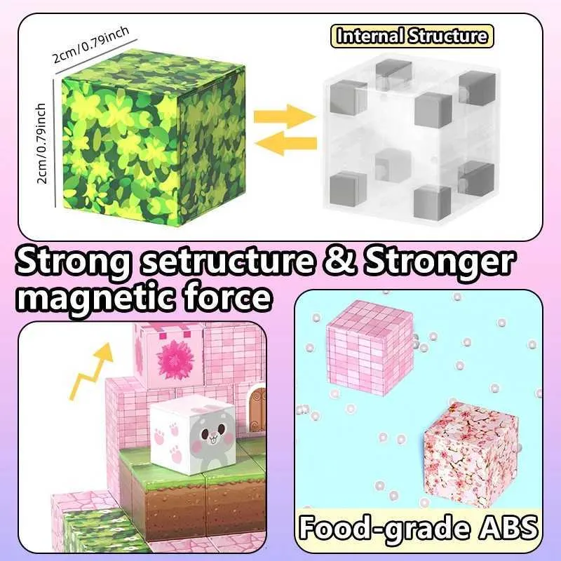 3D Kids Portable Wooden Magnetic Blocks Cube Princess Castle ...