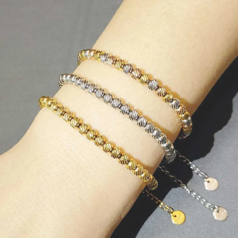 Gold Plated Metal Beaded Adjustable Stainless Steel Chain Bracelet for ...