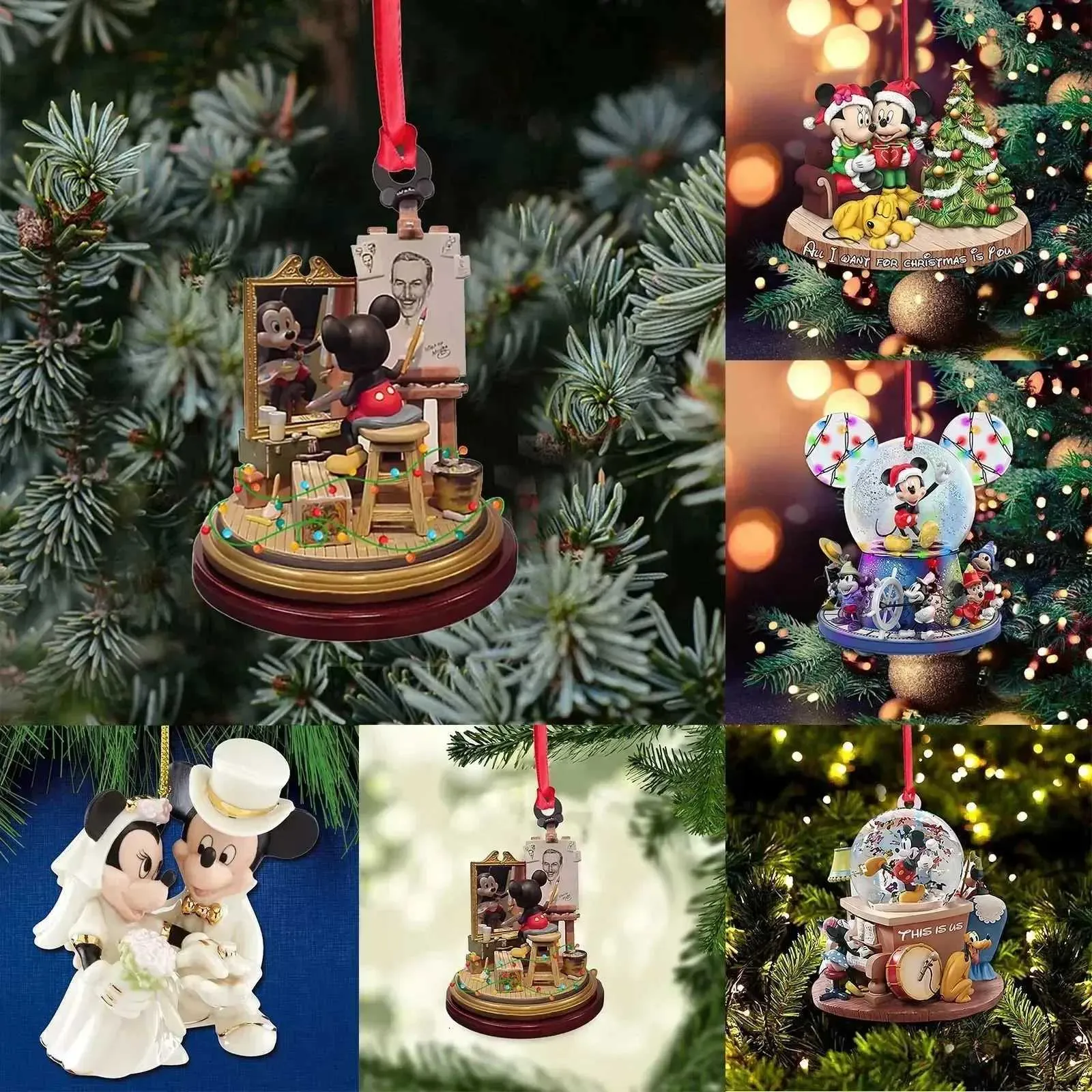 Disney Christmas Ornament 2d Plane Cute Mickey Minnie Mouse Xmas Tree ...
