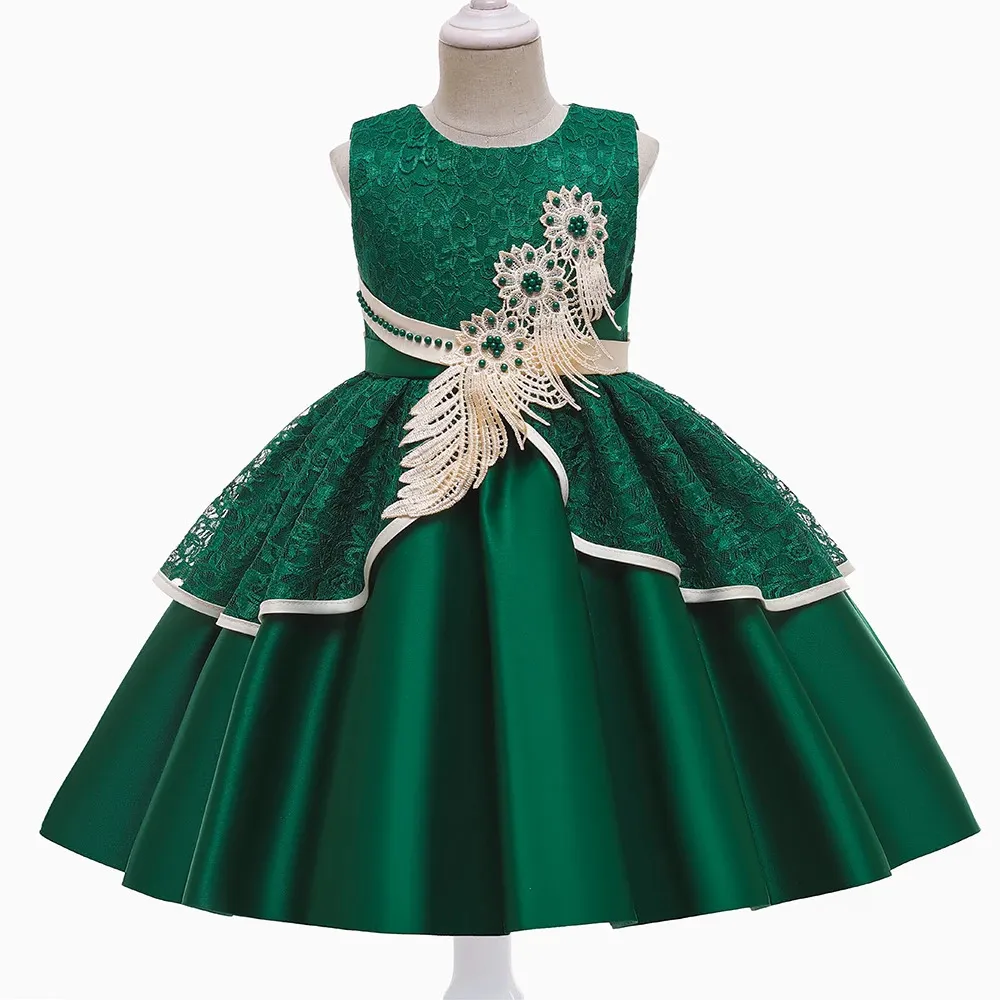 Children's Occasion Dress Lace Flower Girl Gown with O-Neck and V-Neck ...