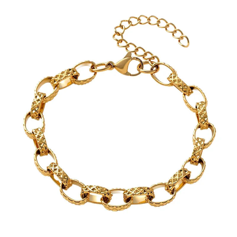 Titanium Gold Jewelry 18K Gold Plated Stainless Steel Link Chain ...