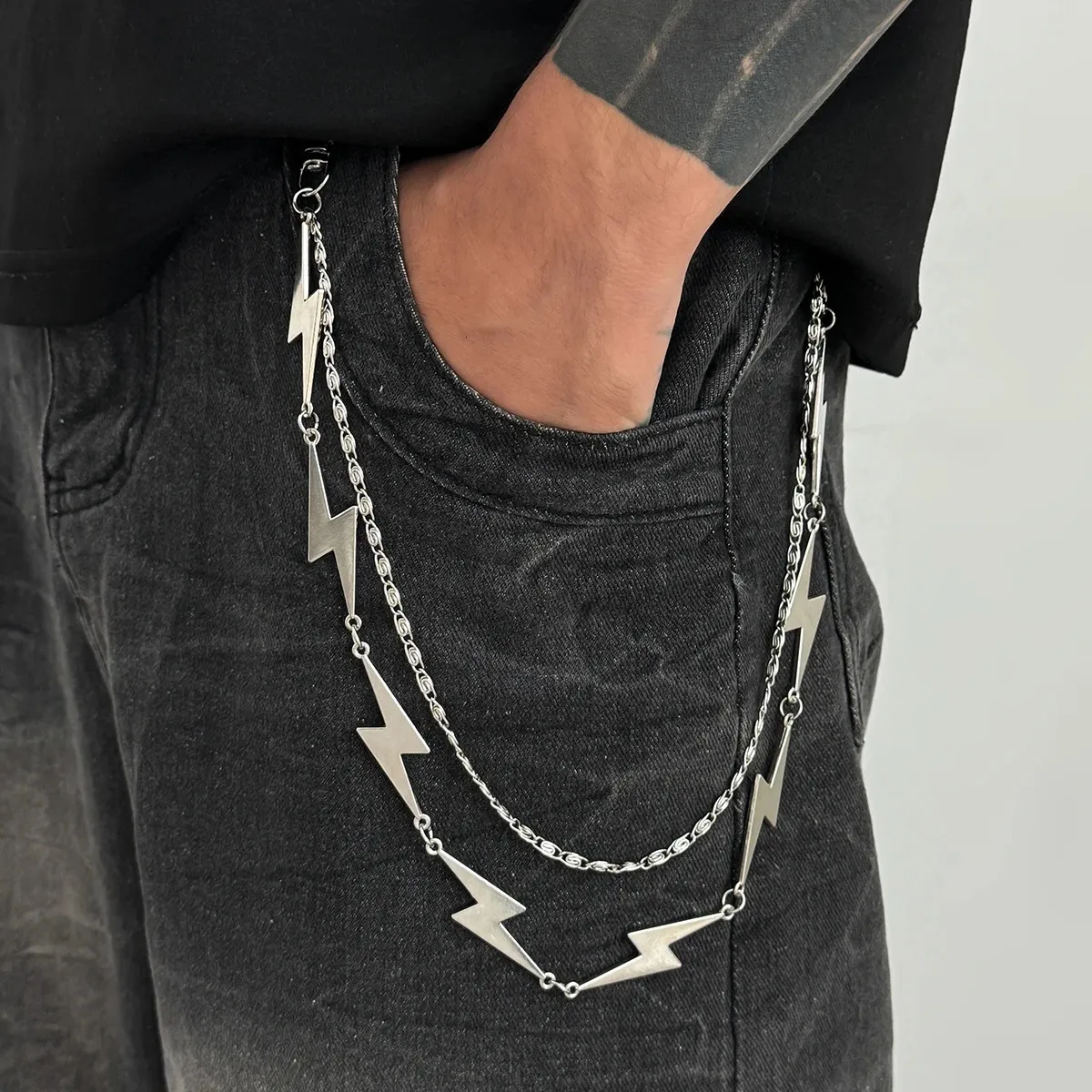 Salircon Punk Lightning Chain Pants Decorative Waist Keychain for Men ...
