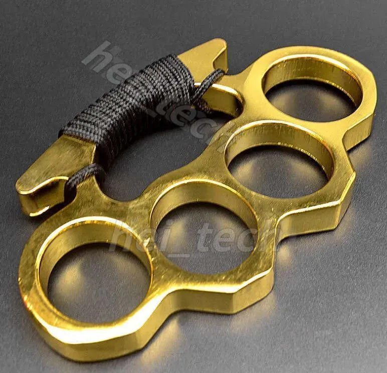 HW103 73G Thick Steel Brass Knuckle Dusters With Rope Self Defense ...