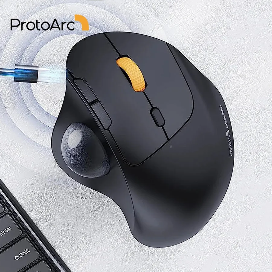 ProtoArc Wireless Trackball Mouse 24g Ergonomic Rollerball Rechargeable ...