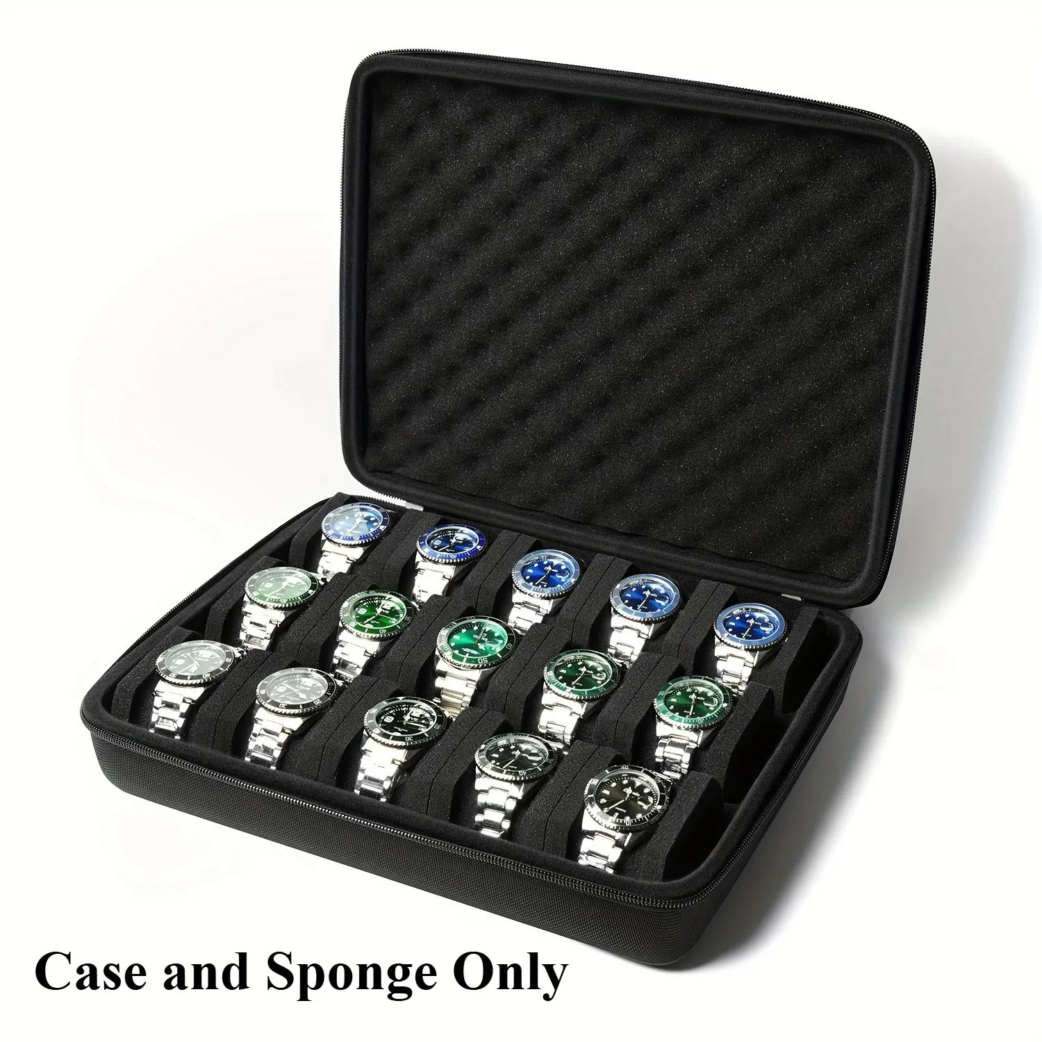 Hard-Shell Watch Storage Organizer Case with 15 Slots and Soft Foam ...