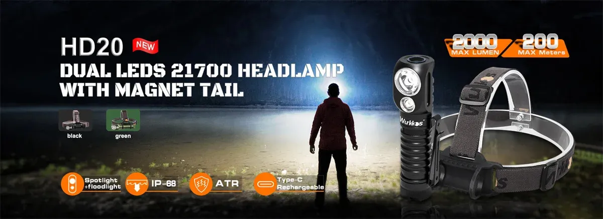 Wurkkos HD50 Rechargeable LED Headlamp 4000LM with 660nm Red Light IP67 ...