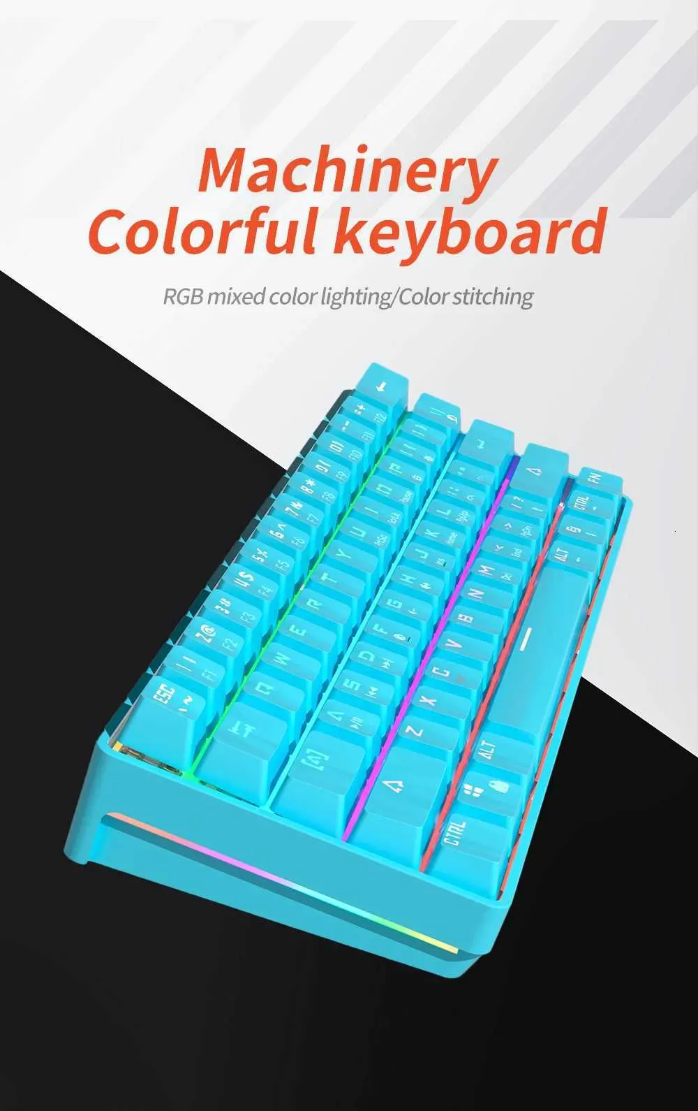 MUCAI MK61 USB Mechanical Gaming Keyboard 61-Key Red Switch RGB ...