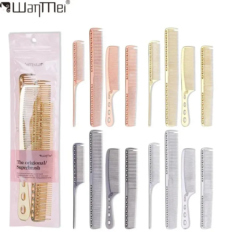 WANMEI Aluminum Metal Hairdressing Comb Set Ultra Thin Salon Hair Tools ...