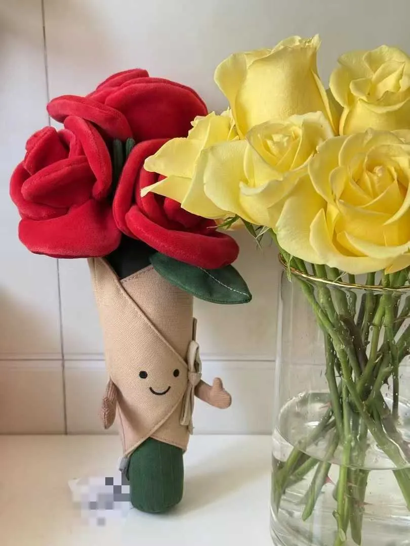Jellys Cat Plush Toy 11.8 in Rose Bouquet Plush Plastic Cloth Doll ...
