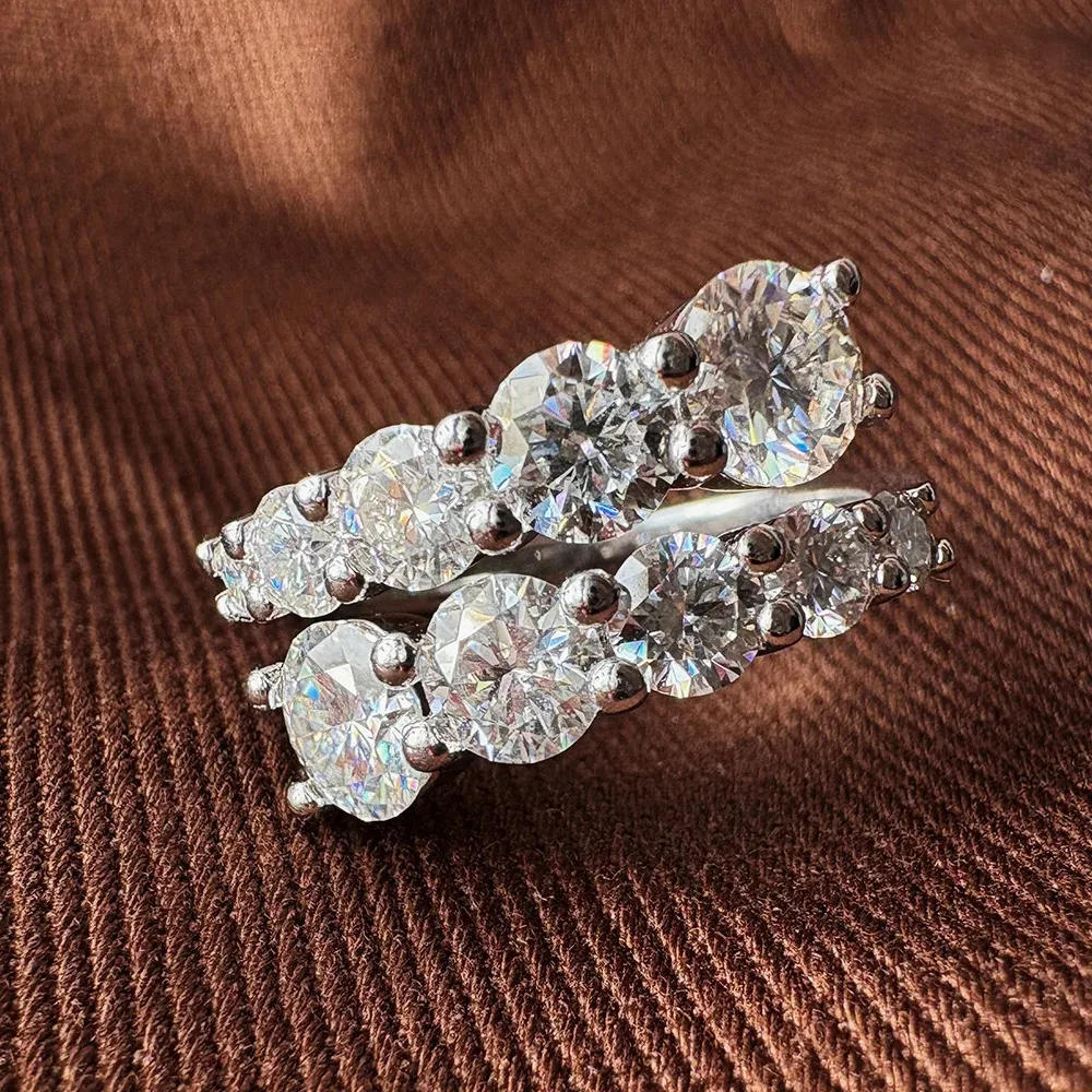 COSYA Adjustable Open Ring for Women Silver Plated with Crystal ...