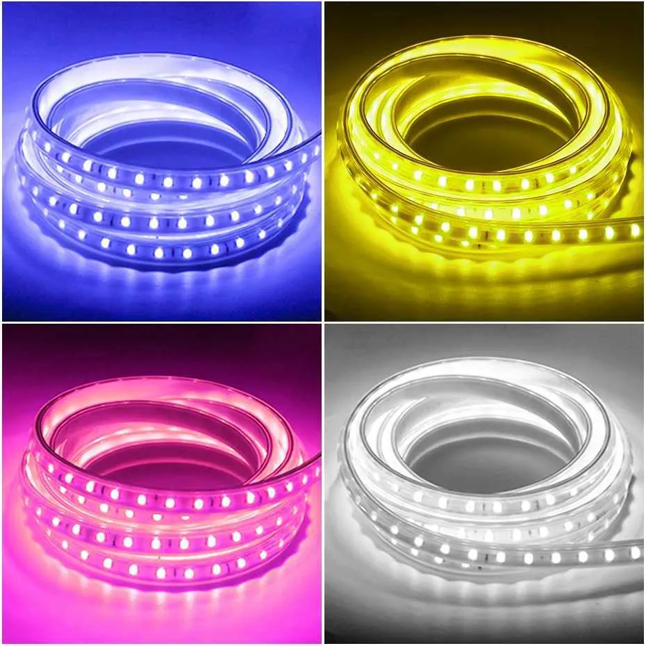 Waterproof RGB LED Strip Lights 220V Flexible Ribbon Dimmable RGB Tape ...