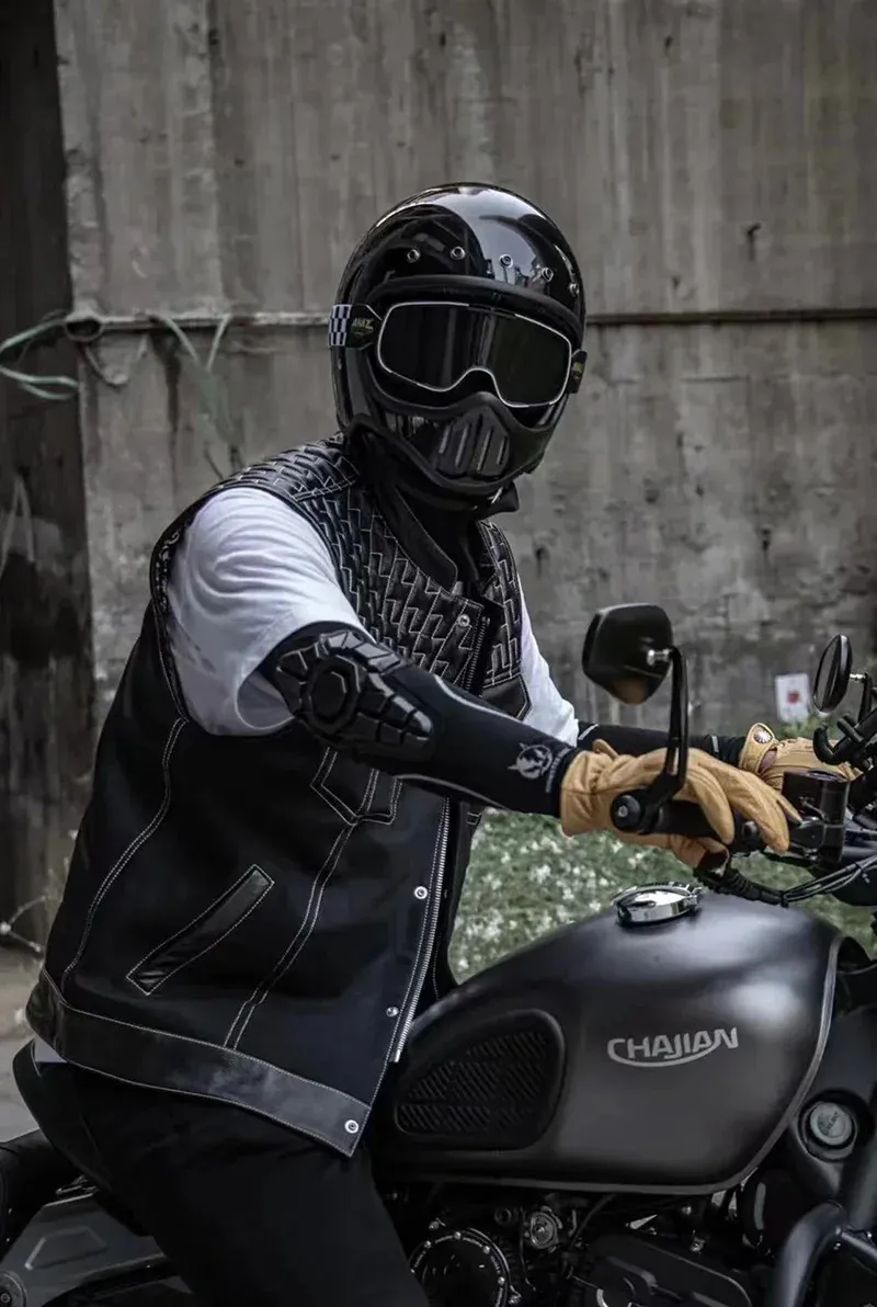 Men's Denim Motorcycle Vest Sleeveless Jacket with Nylon Lining, Loose ...