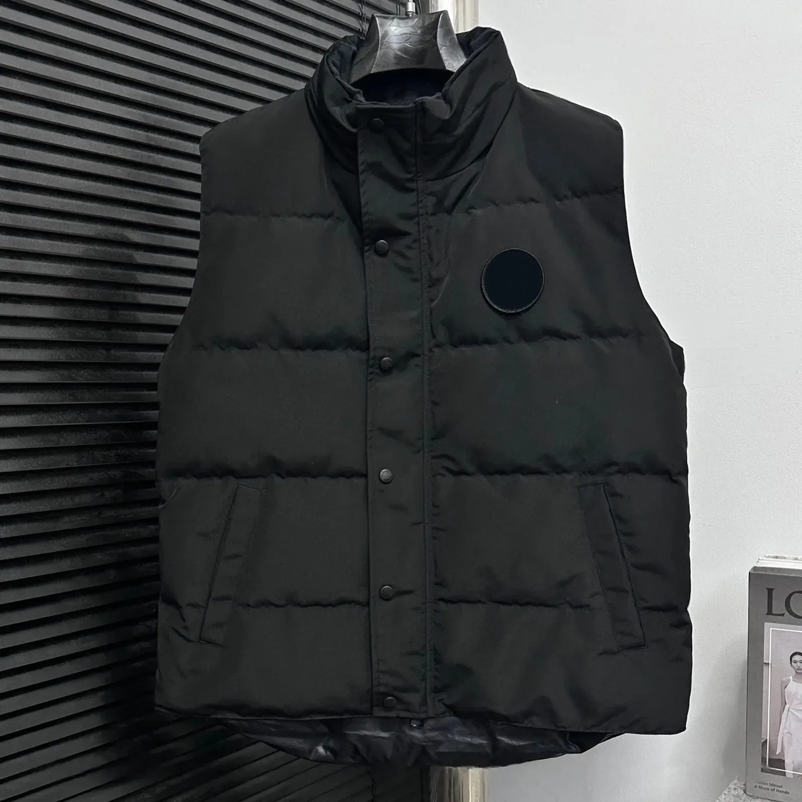 Men's winter vest with white duck down filling, nylon material, zipper ...