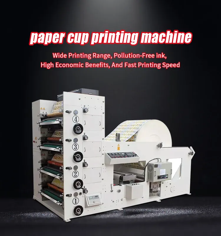 850mm Wide 4-Color Paper Cup Flexo Printer Automatic Machine with PLC ...