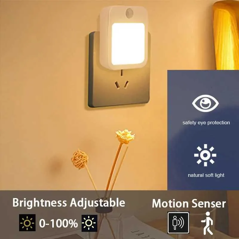 Motion Sensor LED Night Light with Battery Operated Wall Socket for ...