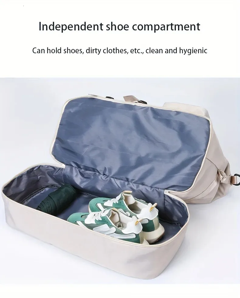 Large Capacity Nylon Travel Duffel Bag with Shoe Compartment and ...