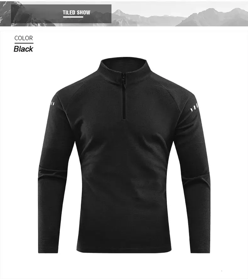 Running Long Sleeve Tshirt Men Sportswear Breathable Black Polyester ...