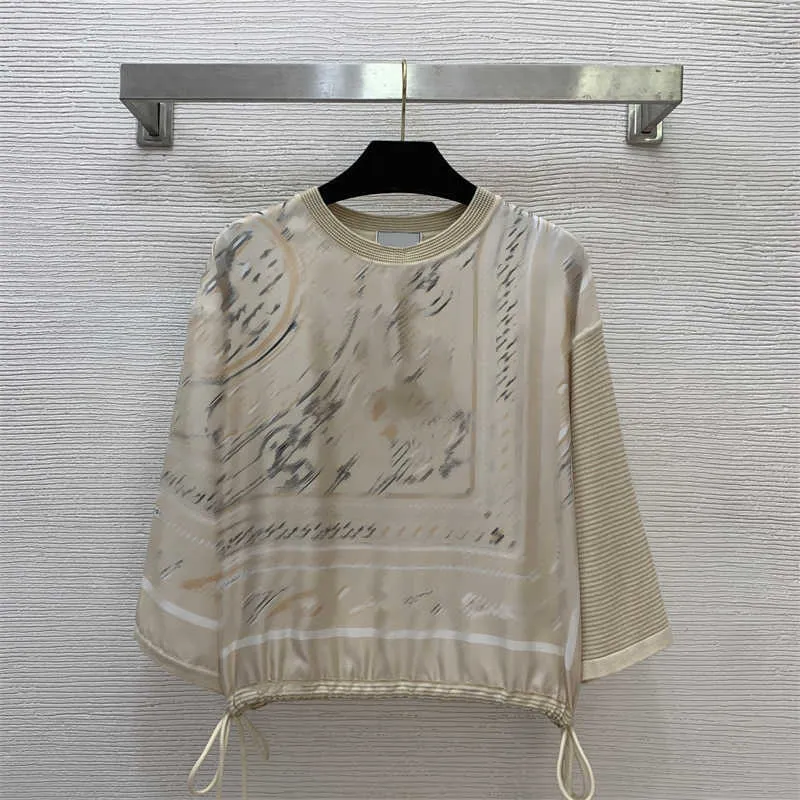 Geometric print designer pullover sweater for women with silk twill ...