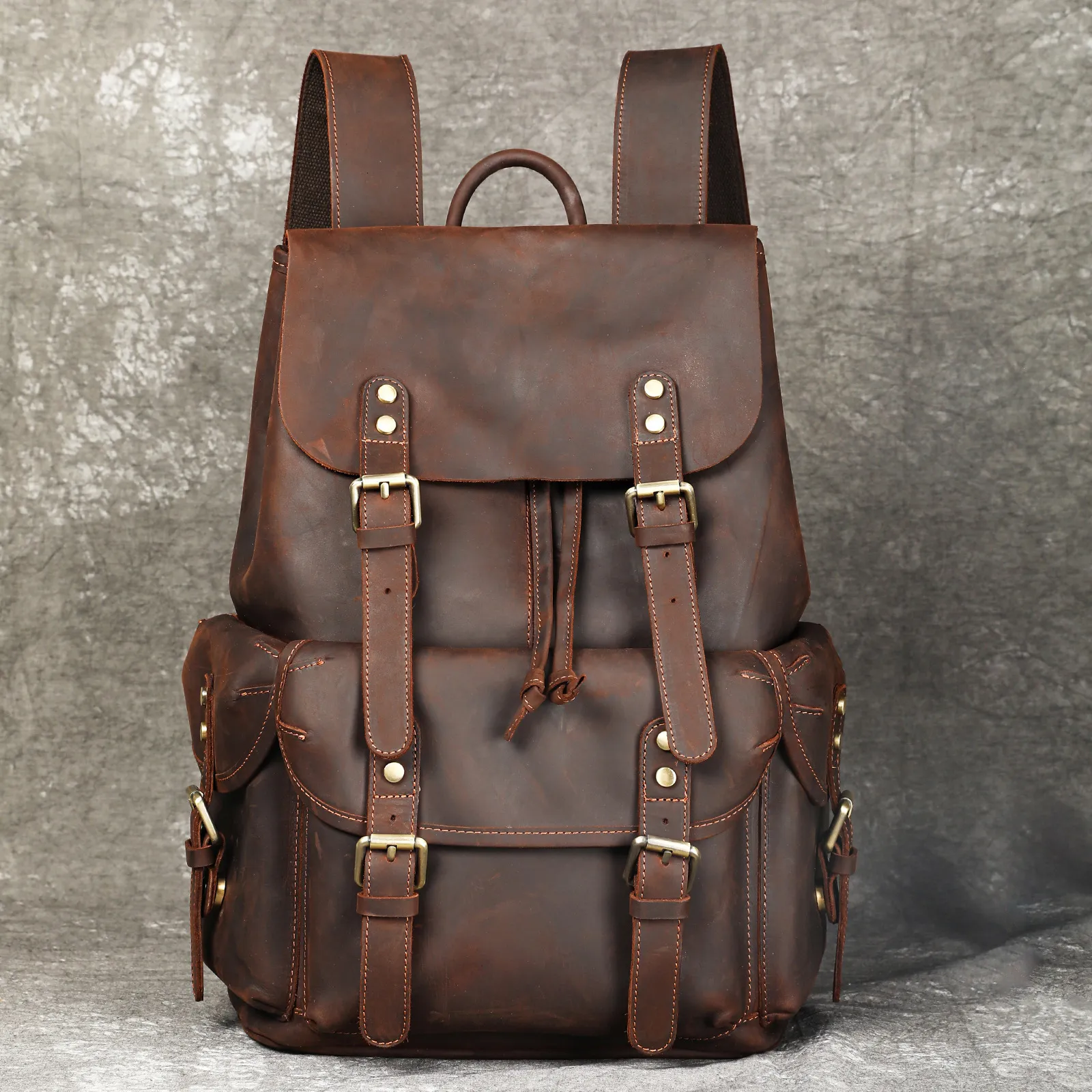Men's genuine leather laptop backpack extra-large soft minimalist style ...