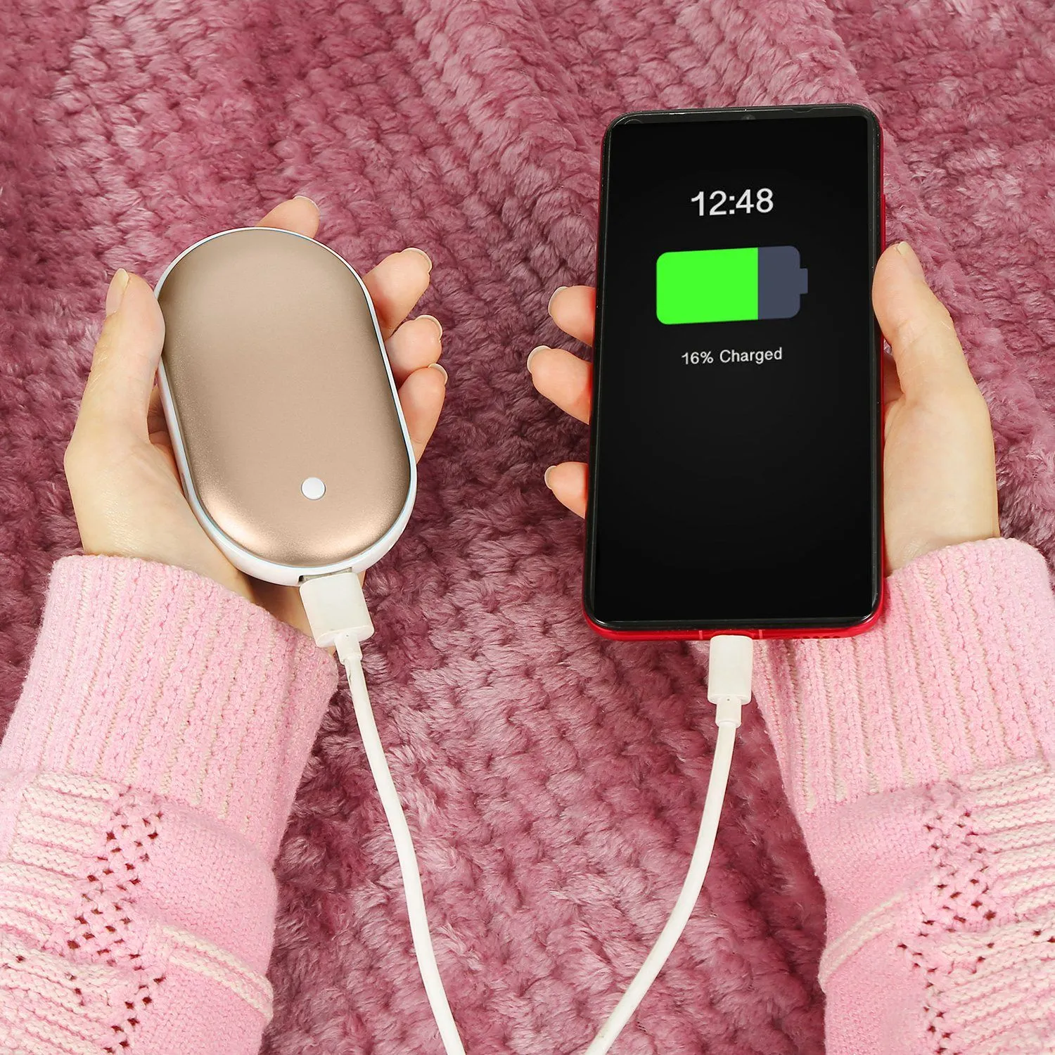 Portable Hand Warmer 5000mAh Rechargeable Power Bank with Double-Sided ...