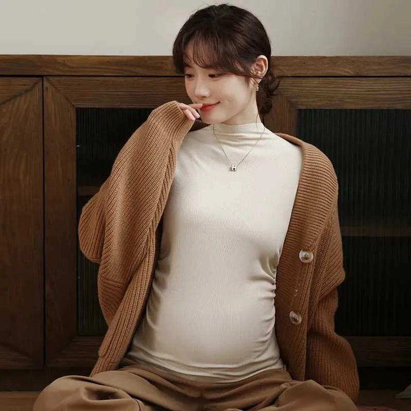 Long Sleeve Maternity Tops Winter Shirt with Breastfeeding Belt Closure ...