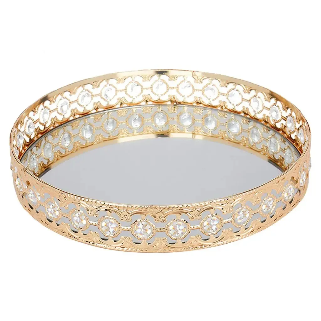 Mirror Jewelry Tray Glass Round Vanity Organizer Tray Retro Nostalgia ...