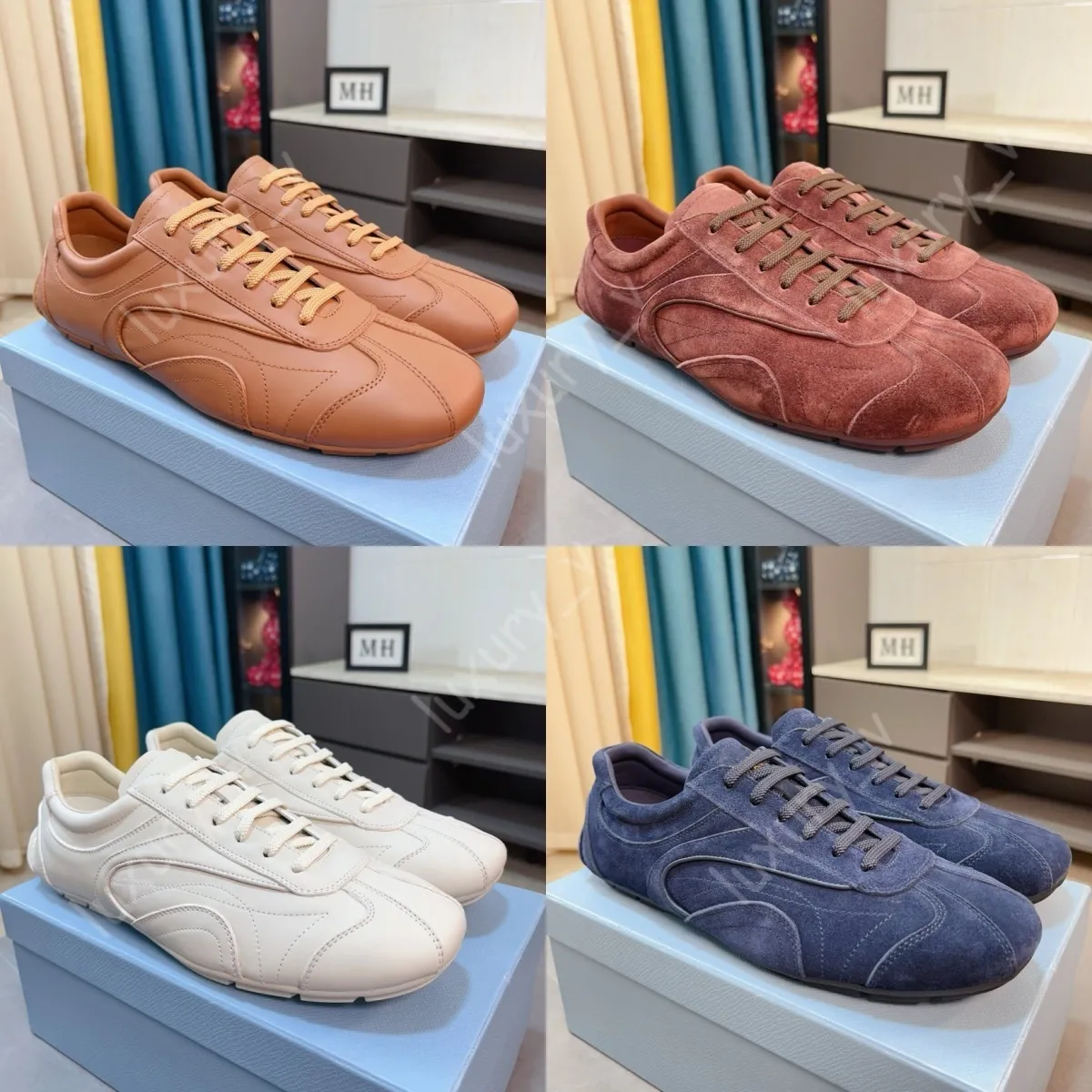 Designer Sneakers Montecarlo Unisex Leather Rubber Lace-Up Trainers ...