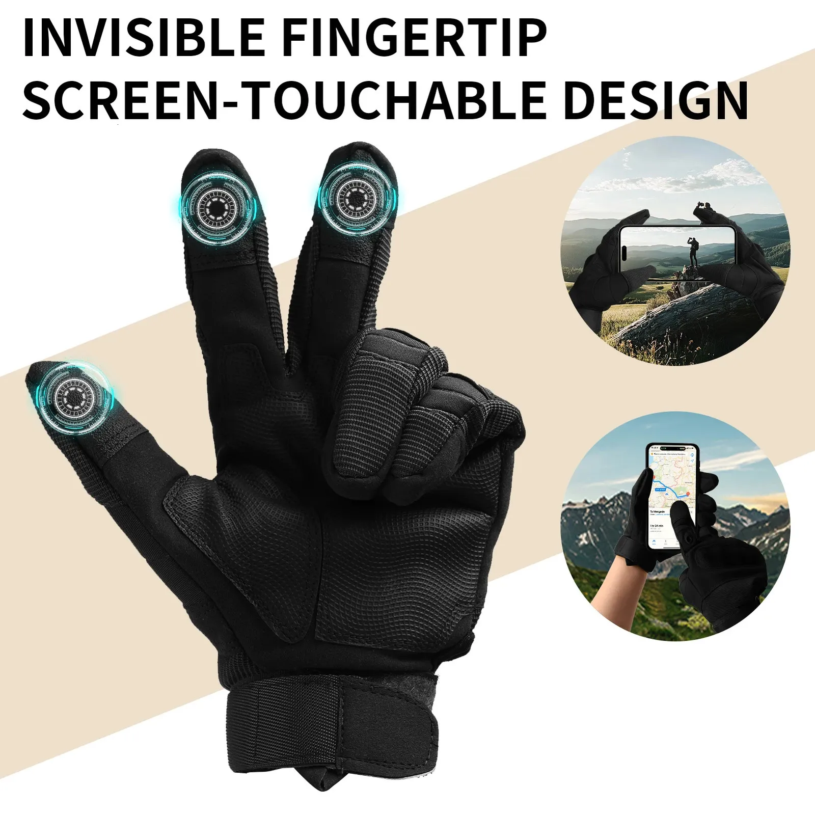 Full Finger Bamboo Fiber Cycling Gloves with Touch Screen and Hard ...