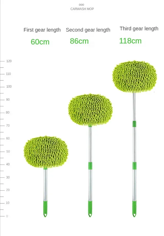 Rotating Car Wash Mop Brush Head with Three-Section Telescopic Handle ...