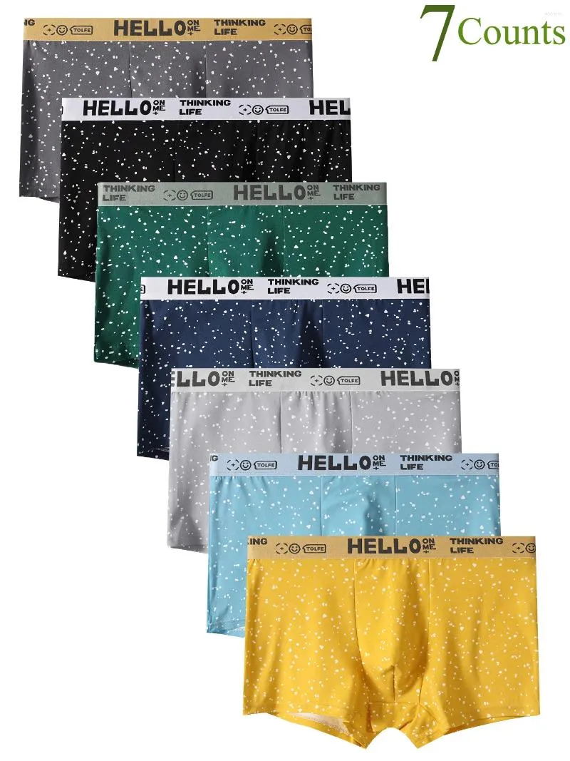 Men's 7-piece Polyester Knit Boxer Shorts Multi-color Printed ...