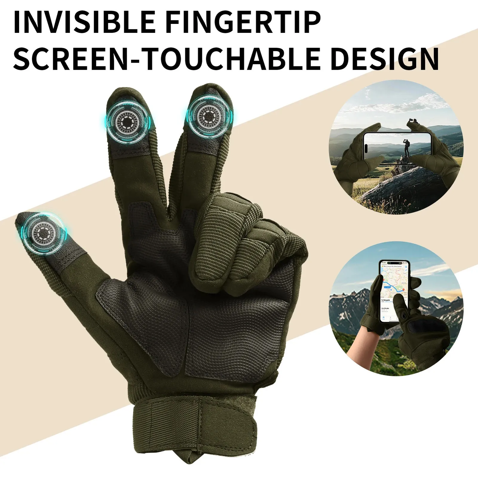 Full Finger Bamboo Fiber Cycling Gloves with Touch Screen and Hard ...