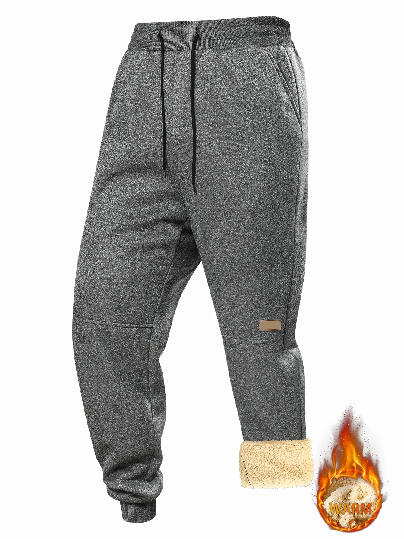 Men's fleece-lined knit acetate sweatpants for autumn and winter casual ...
