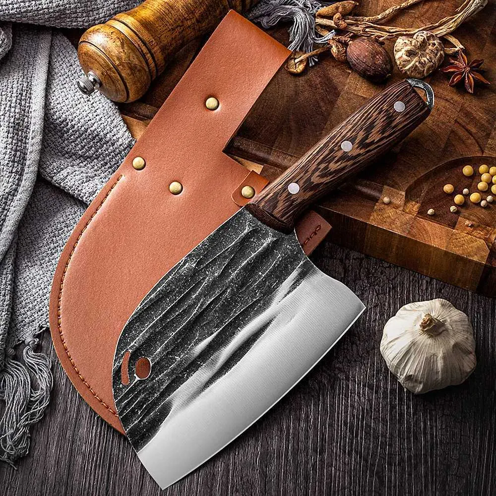 Butcher Kitchen Knife High Carbon Steel Serbian Chef Knife Forged ...