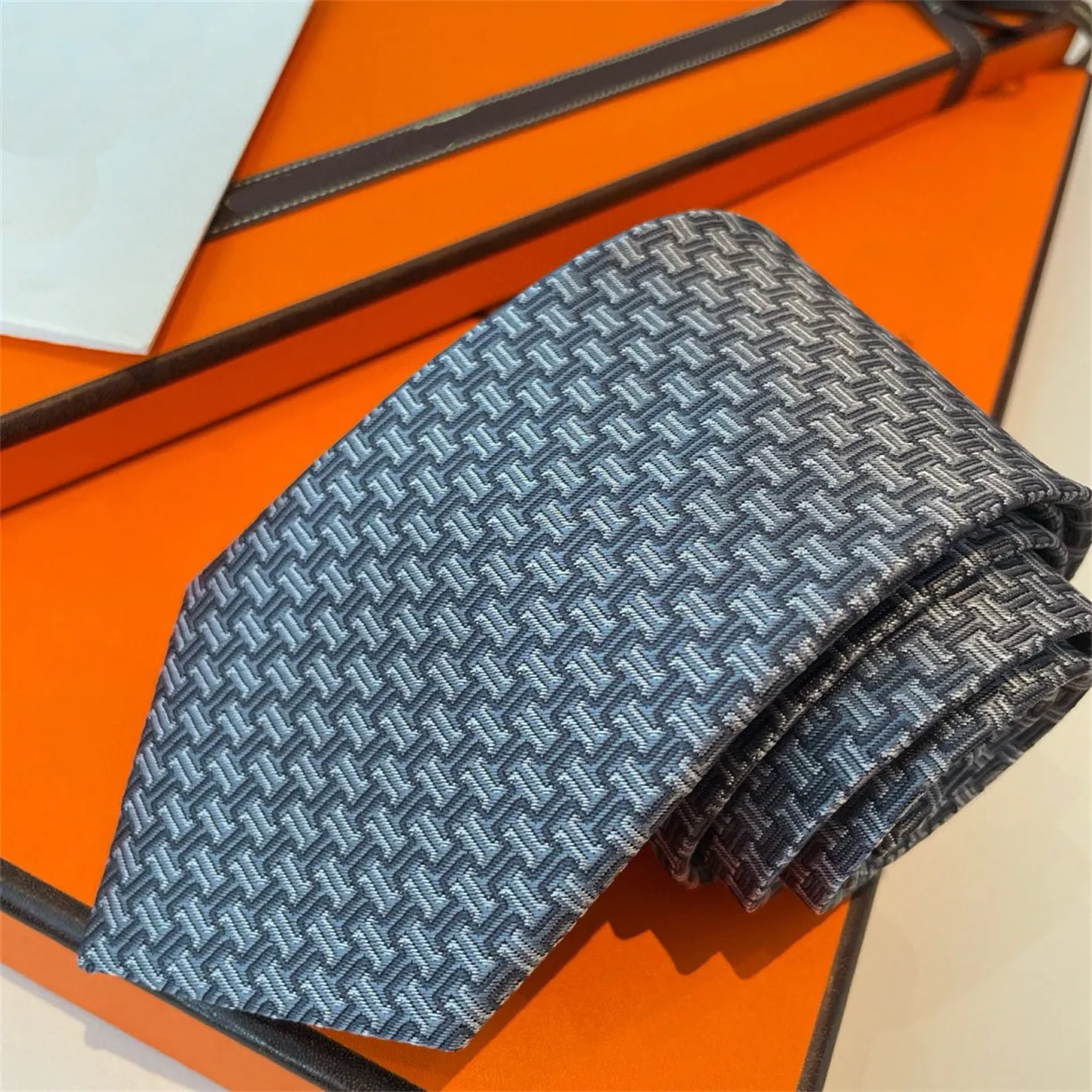 Luxury Men's Silk Necktie 57 in Length Multi Sky Blue Embroidered Grid ...